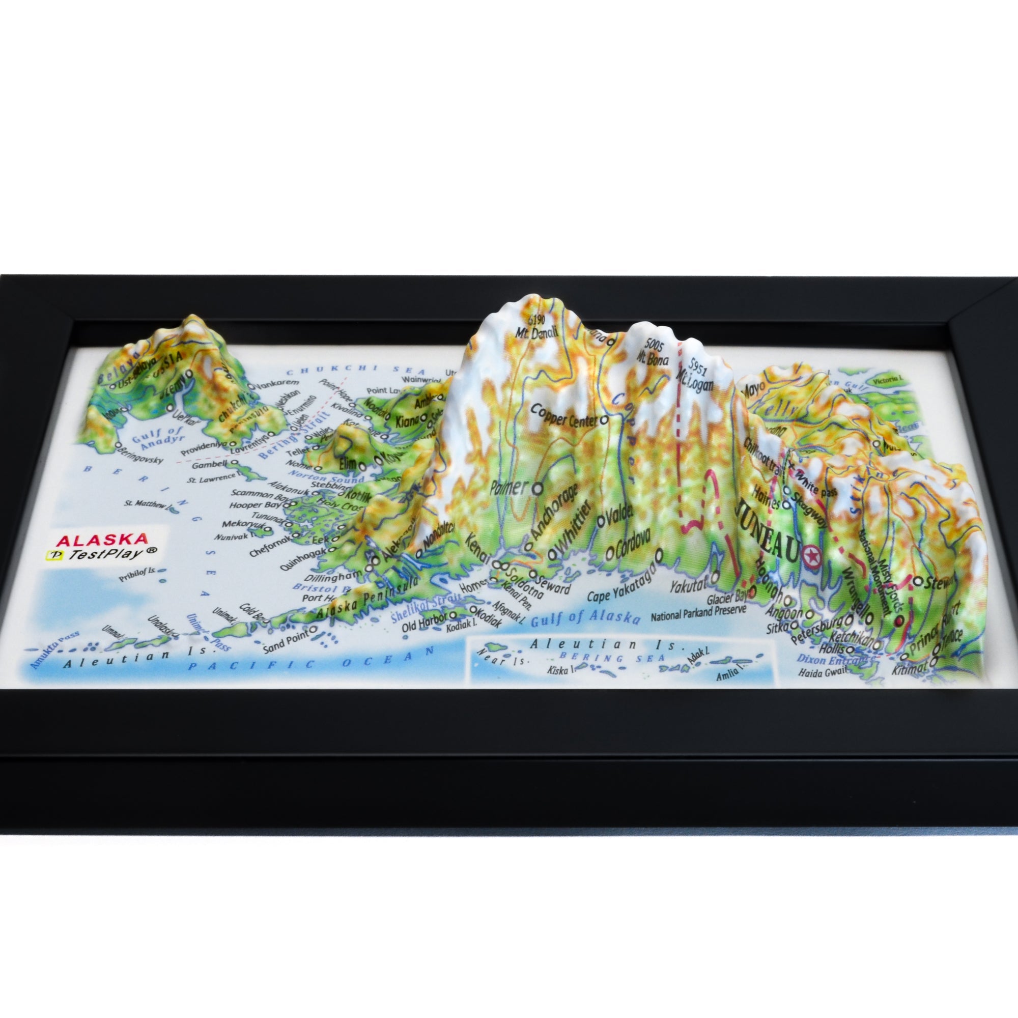 TestPlayNA Alaska 3D Raised Relief Map – RaisedRelief.com