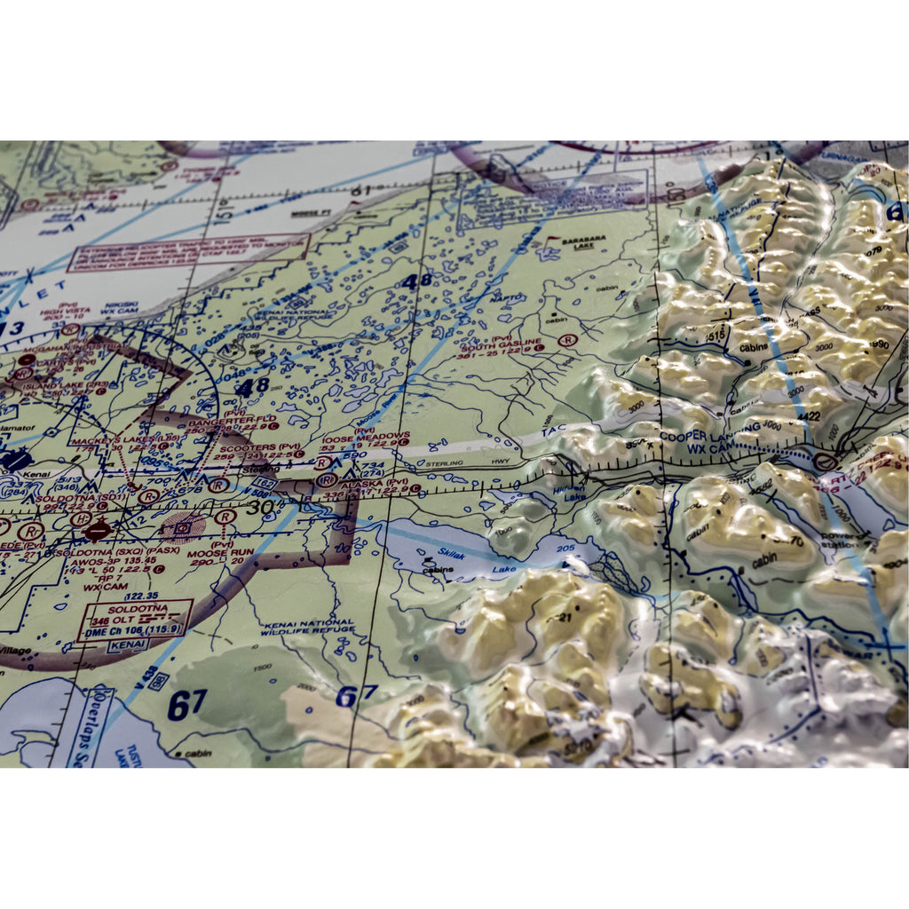Anchorage & Alaska Range Aerochart Three Dimensional Raised Relief Map ...