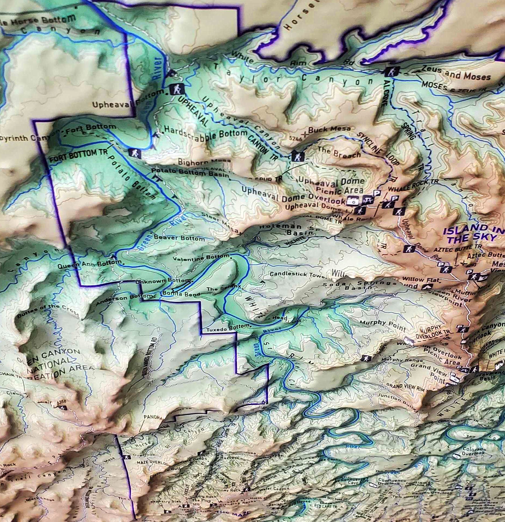 Canyonlands National Park Raised Relief Map - 3 Dimensional Map (3D ...