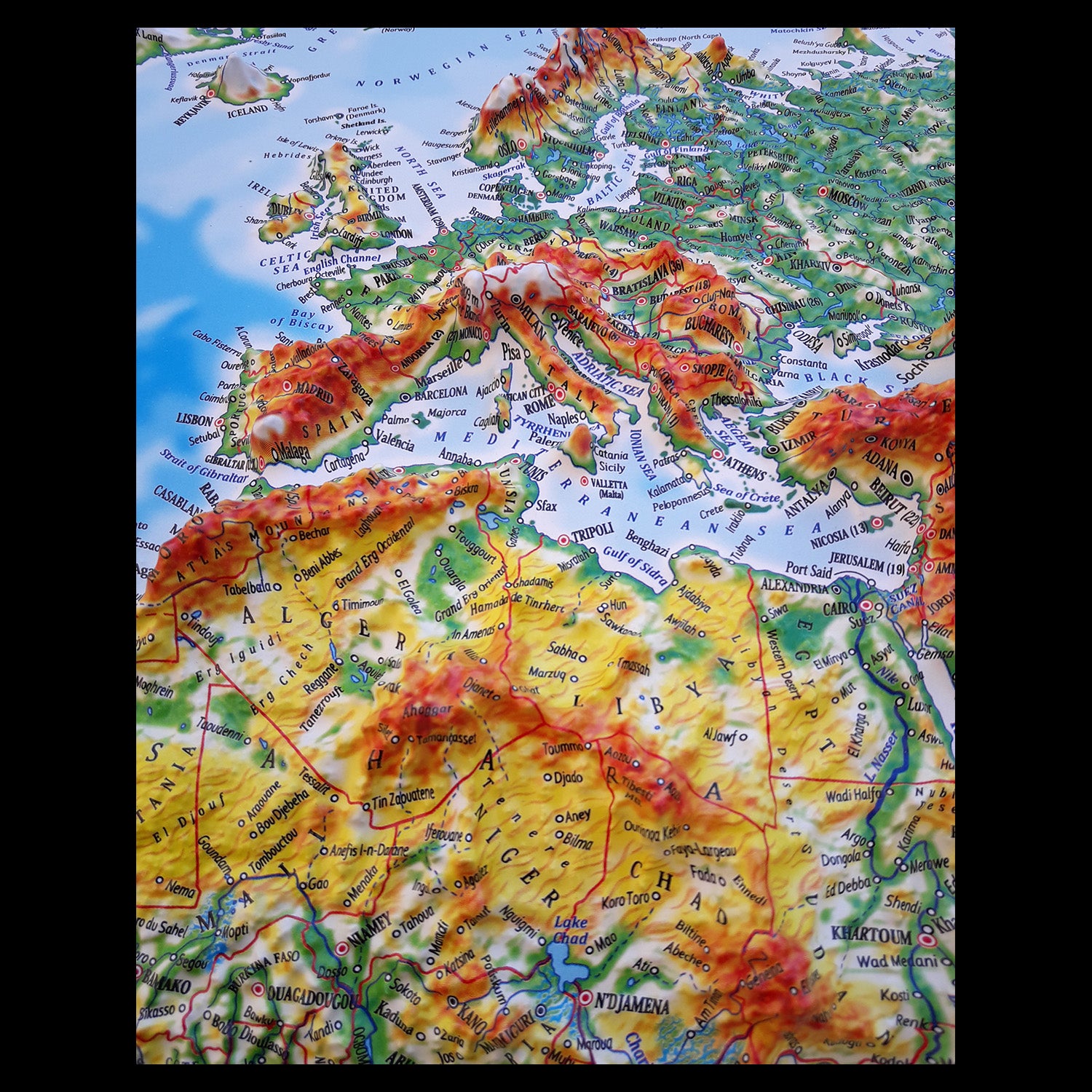 World Three-Dimensional 3D Raised Relief Map – RaisedRelief.com