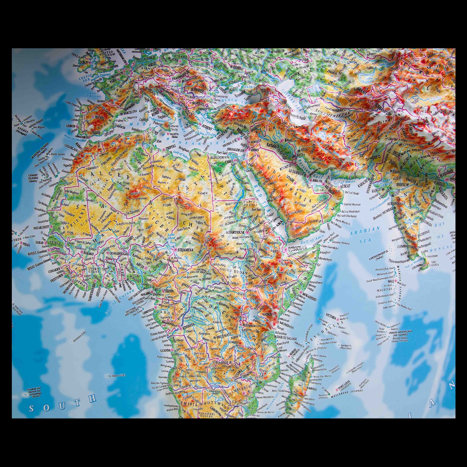 World Three-Dimensional 3D Raised Relief Map – RaisedRelief.com