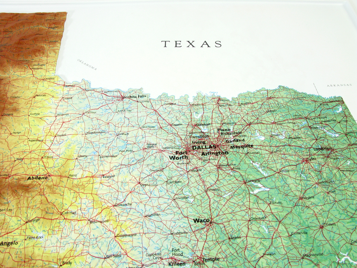 Texas Raised Relief 3D map – RaisedRelief.com
