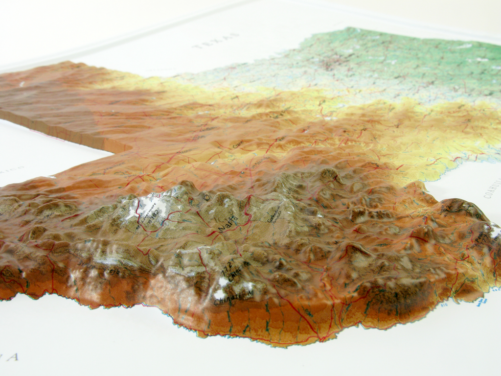 Texas Raised Relief 3D map – RaisedRelief.com