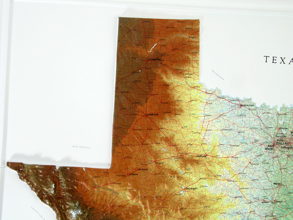 Texas Raised Relief 3D map – RaisedRelief.com
