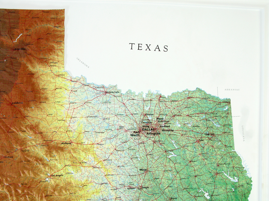 Texas Raised Relief 3D map – RaisedRelief.com