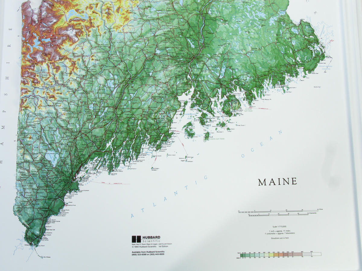 Maine Raised Relief 3D map – RaisedRelief.com