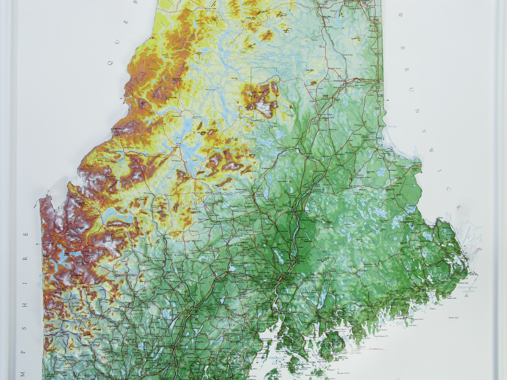 Maine Raised Relief 3D map – RaisedRelief.com