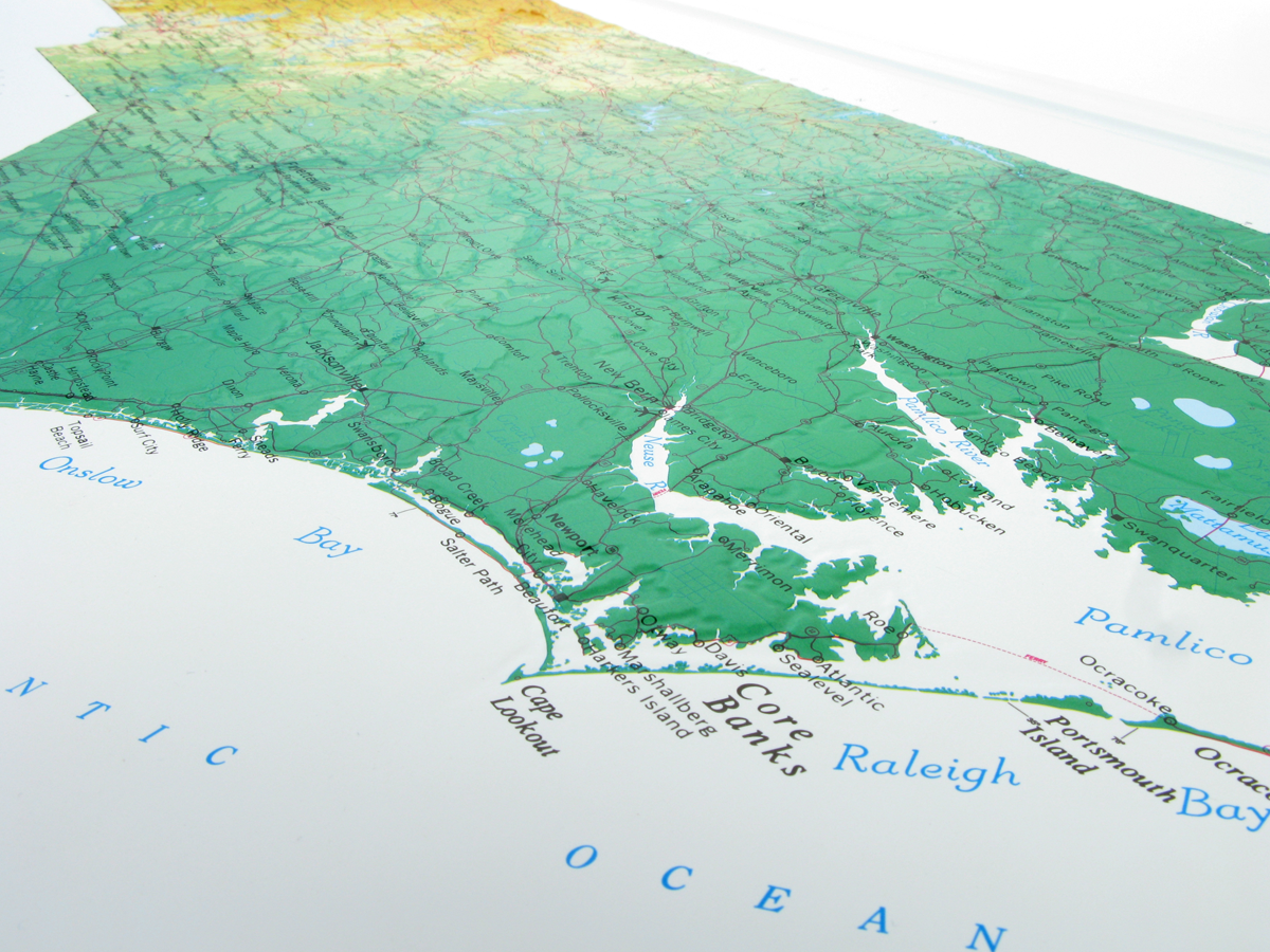 North Carolina Raised Relief 3D map – RaisedRelief.com
