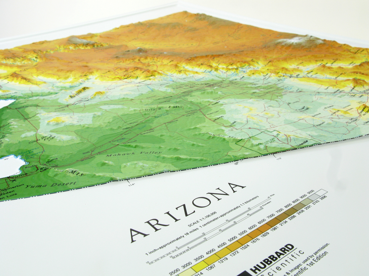 Arizona Raised Relief 3D map – RaisedRelief.com