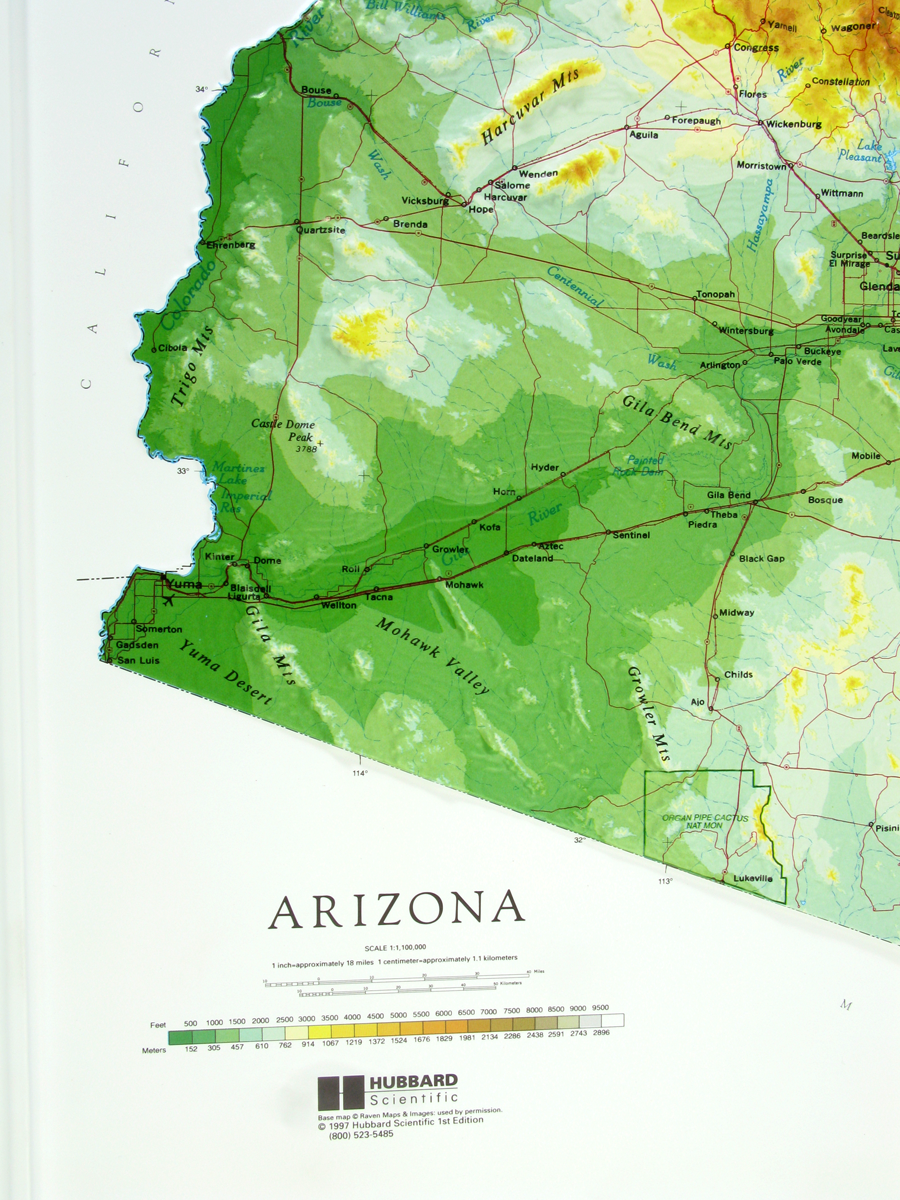 Arizona Raised Relief 3D map – RaisedRelief.com