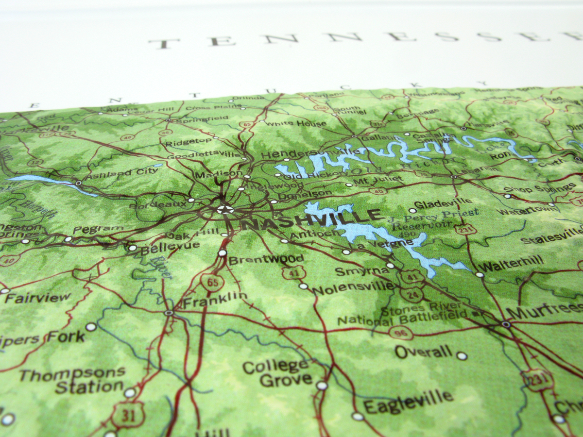 Tennessee Raised Relief 3D map – RaisedRelief.com