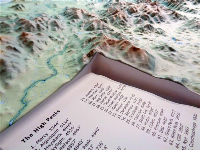 Adirondack High Peaks Three Dimensional 3D Raised Relief Map ...