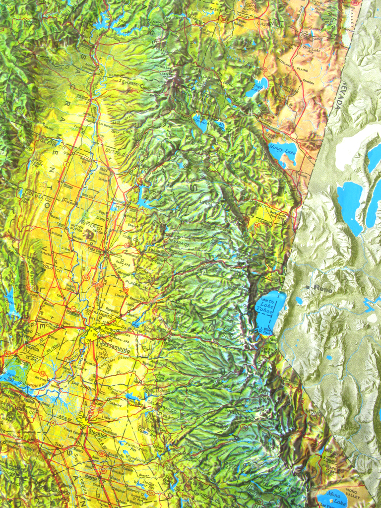 California - Natural Color Relief (NCR) Series Raised Relief 3D map ...