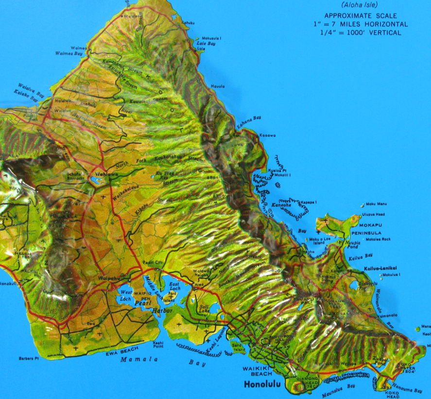 Hawaii - Natural Color Relief (NCR) Series Raised Relief 3D map ...