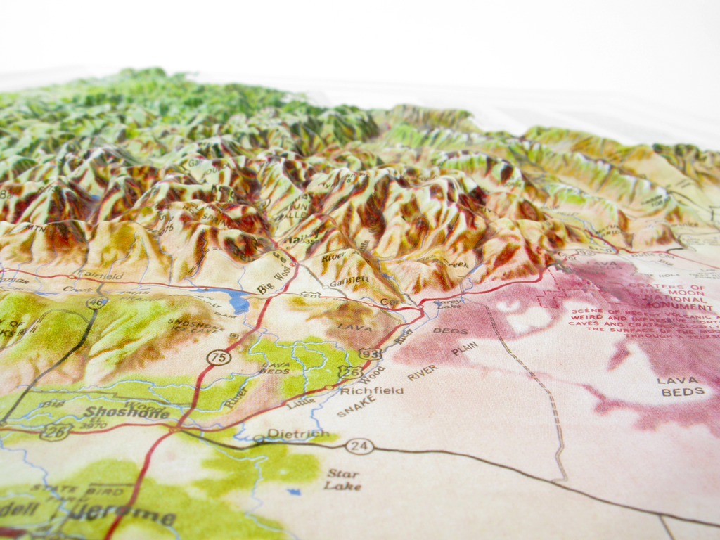 Idaho - Natural Color Relief (NCR) Series Raised Relief 3D map ...