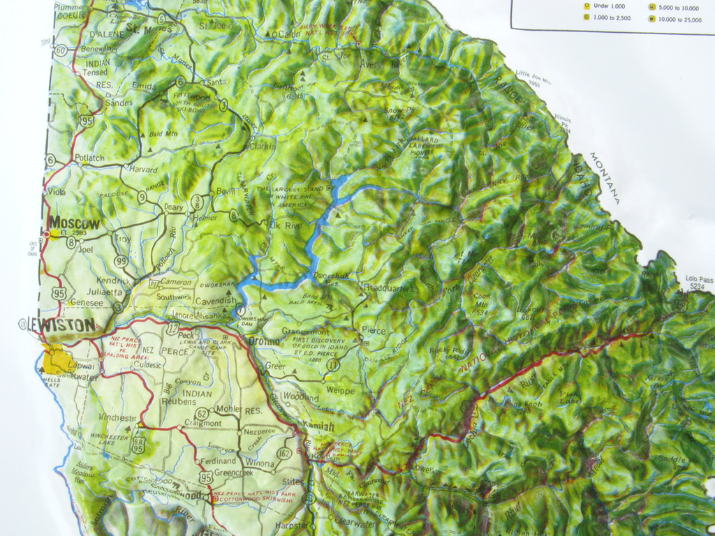Idaho - Natural Color Relief (NCR) Series Raised Relief 3D map ...