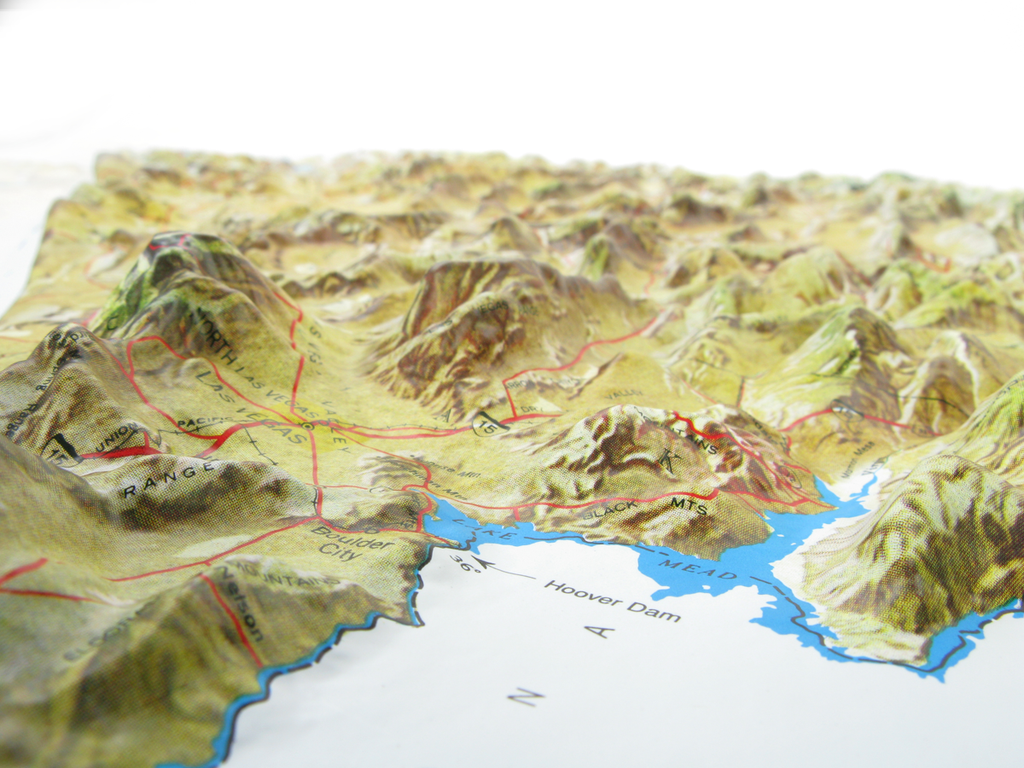 Nevada - Natural Color Relief (NCR) Series Raised Relief 3D map ...