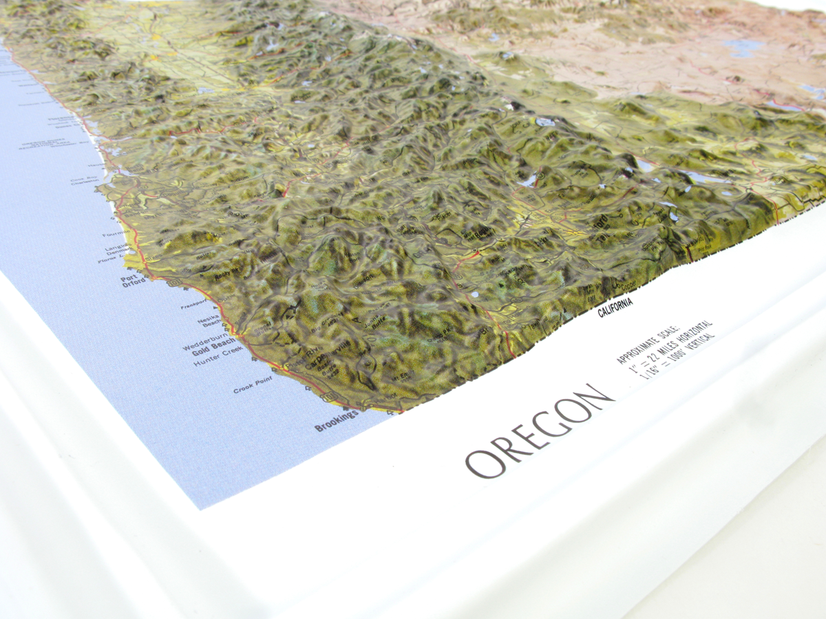 Oregon - Natural Color Relief (NCR) Series Raised Relief 3D map ...