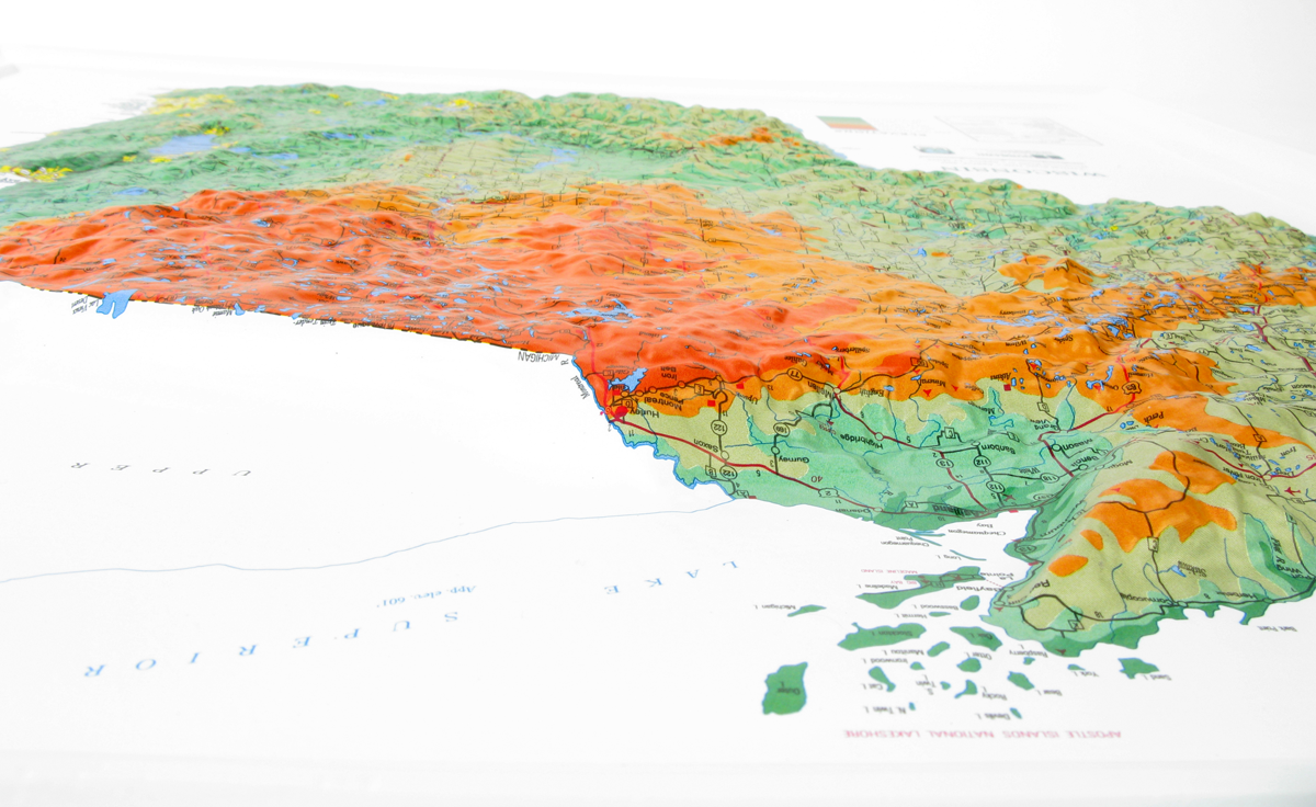 Wisconsin - Natural Color Relief (NCR) Series Raised Relief 3D map ...