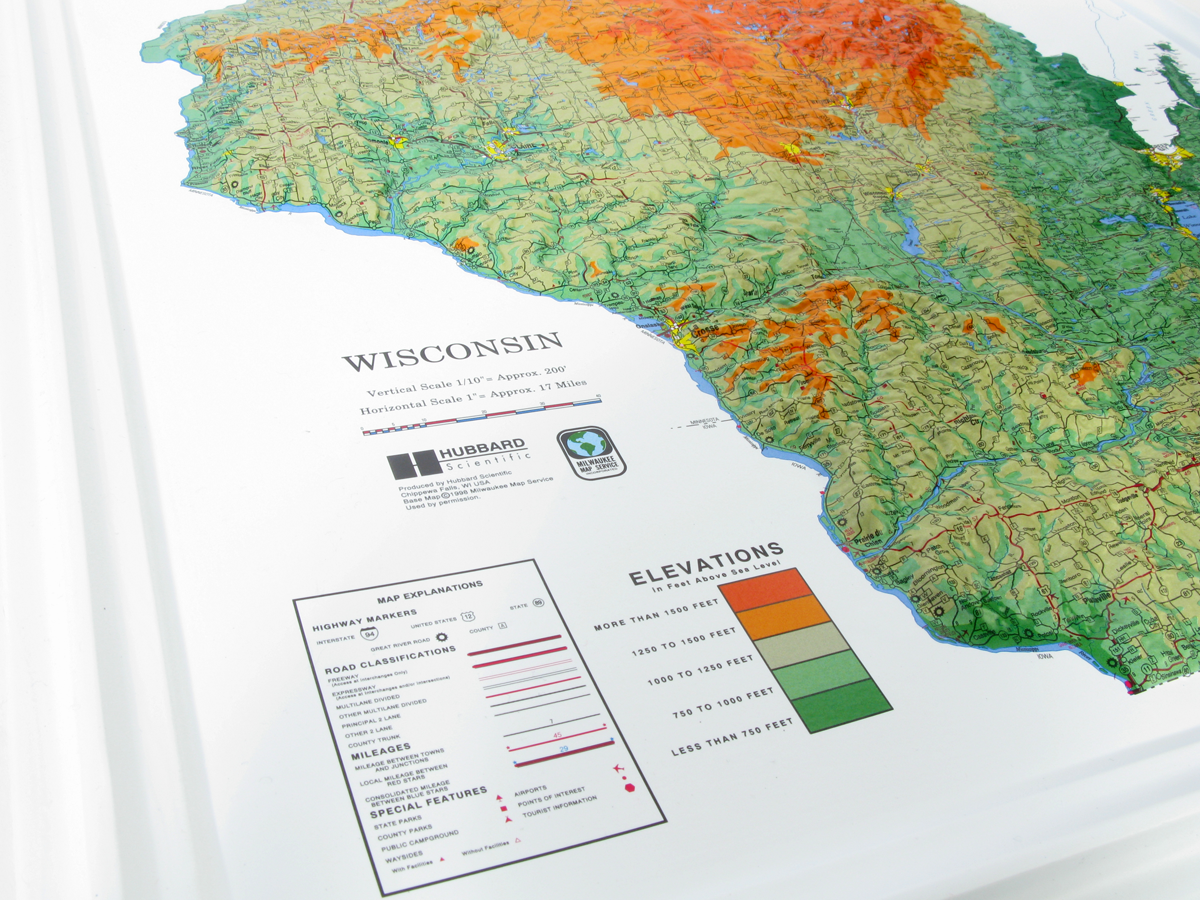 Wisconsin - Natural Color Relief (NCR) Series Raised Relief 3D map ...