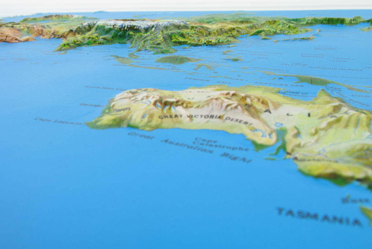 World - Natural Color Relief (NCR) Series Raised Relief 3D map ...