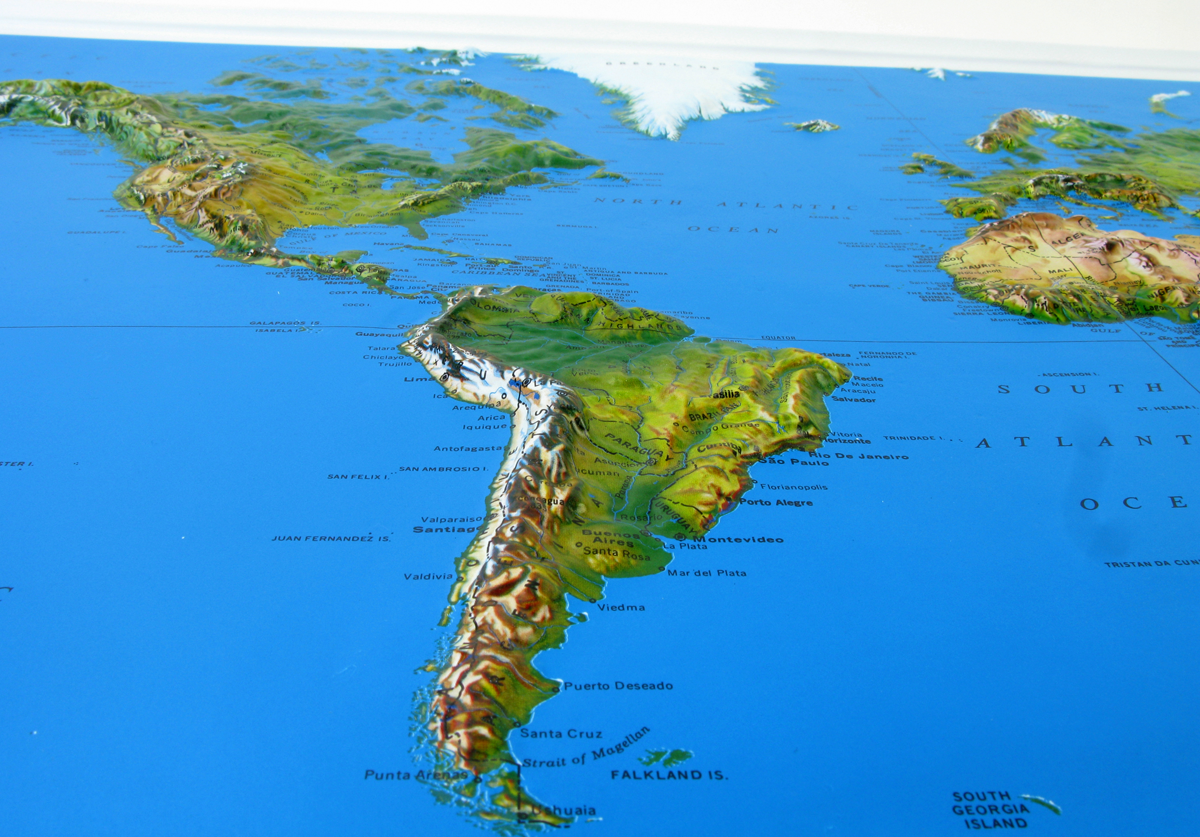 World - Natural Color Relief (NCR) Series Raised Relief 3D map ...