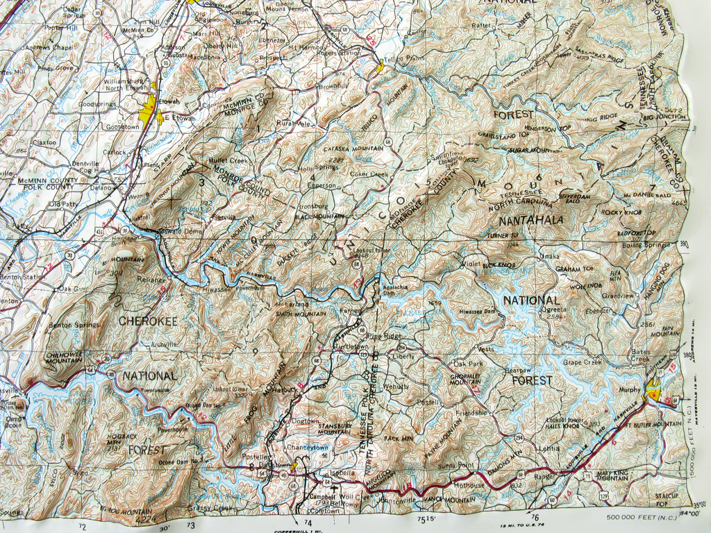 Chattanooga USGS Regional Raised Relief 3D map – RaisedRelief.com