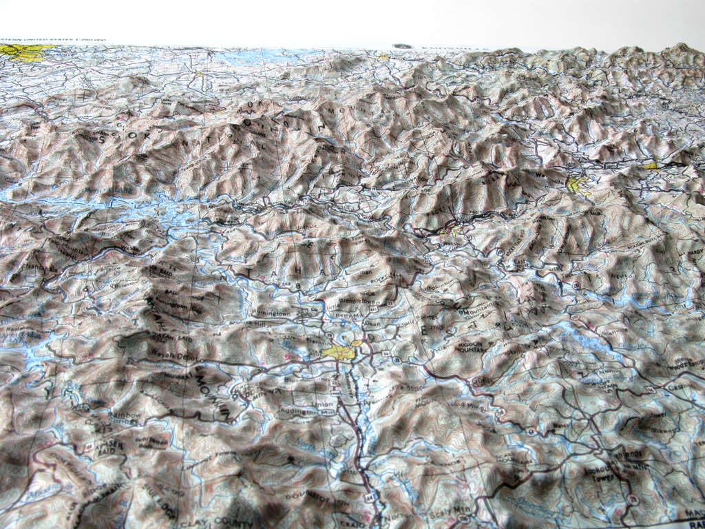 Knoxville USGS Regional Raised Relief 3D map – RaisedRelief.com