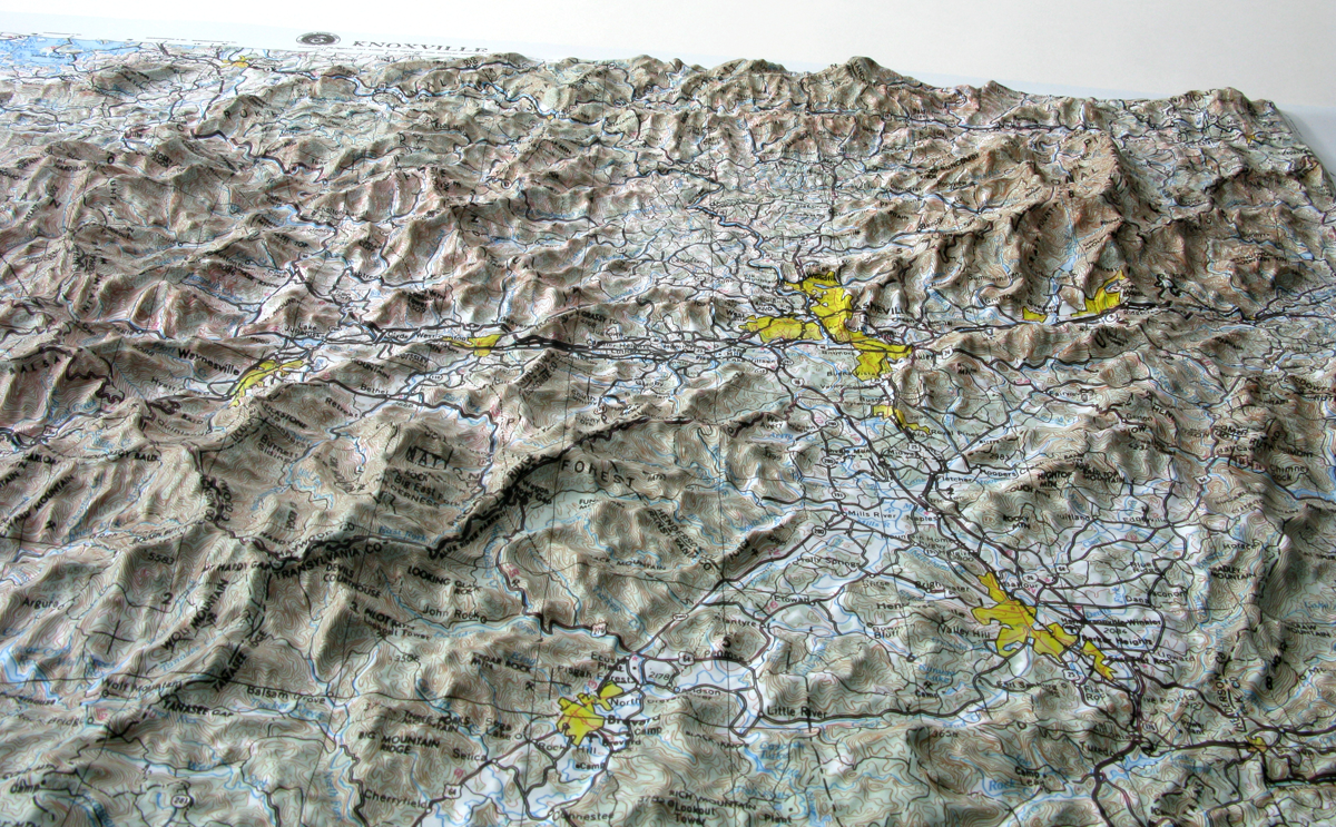 Knoxville USGS Regional Raised Relief 3D map – RaisedRelief.com