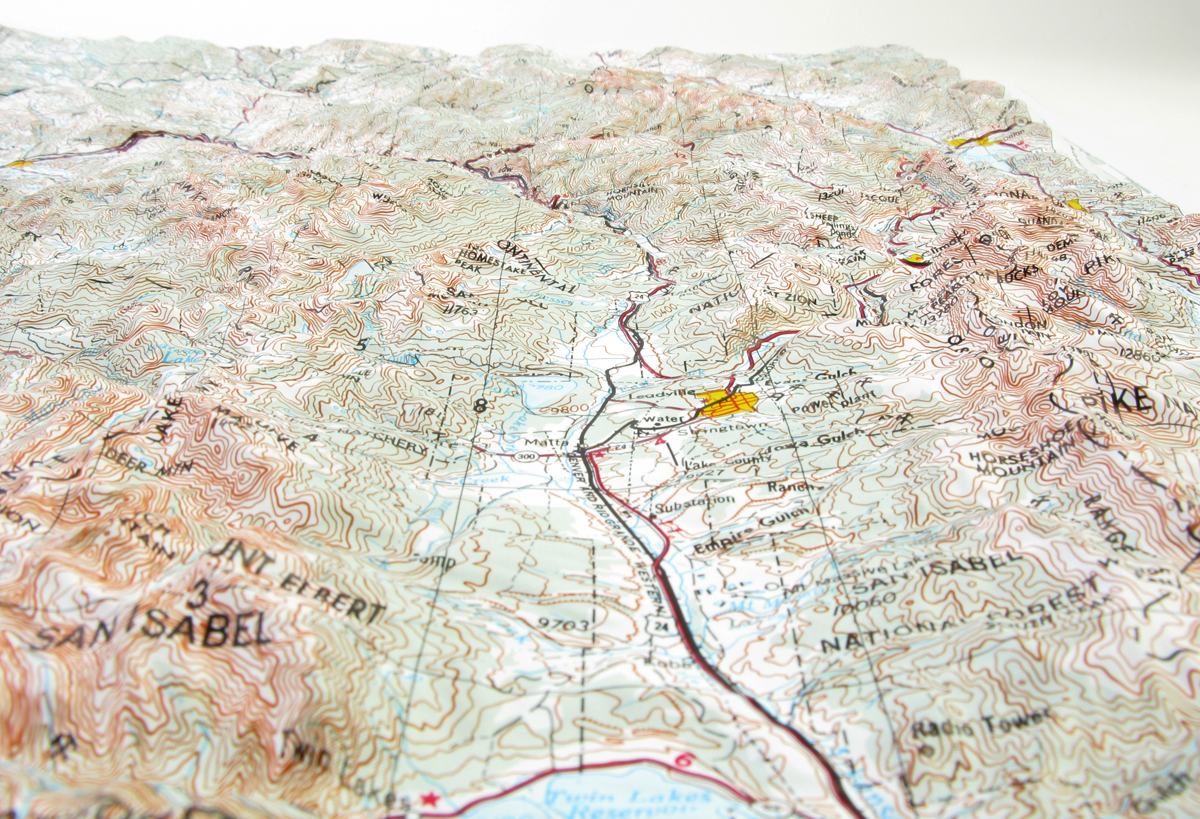 Leadville USGS Regional Raised Relief 3D map – RaisedRelief.com