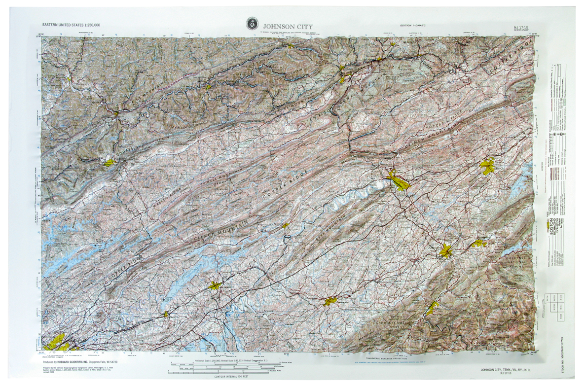 Johnson City USGS Regional Raised Relief 3D map – RaisedRelief.com