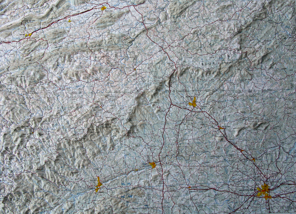 Winston-Salem USGS Regional Raised Relief 3D map – RaisedRelief.com