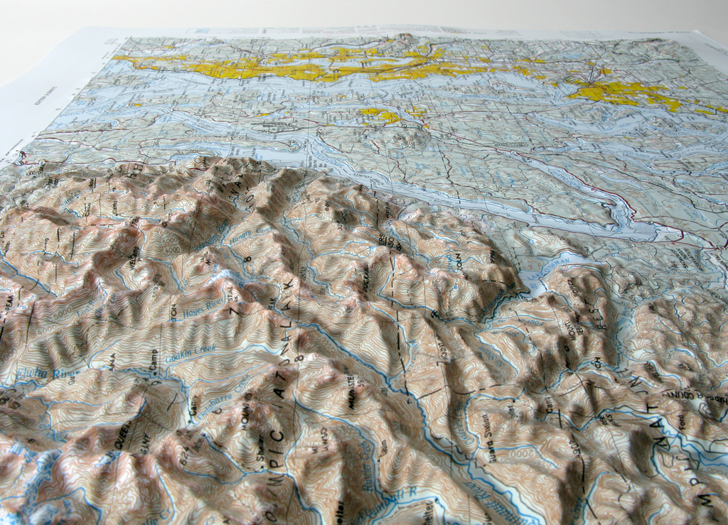 Seattle USGS Regional Raised Relief 3D map – RaisedRelief.com