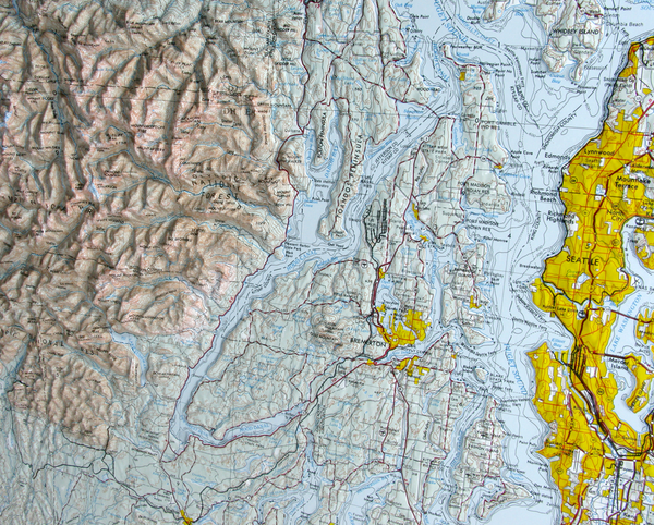 Seattle USGS Regional Raised Relief 3D map – RaisedRelief.com