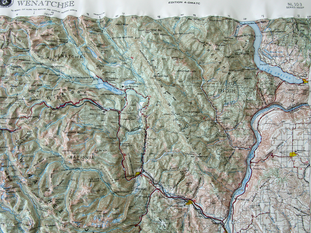 Wenatchee USGS Regional Raised Relief 3D map – RaisedRelief.com