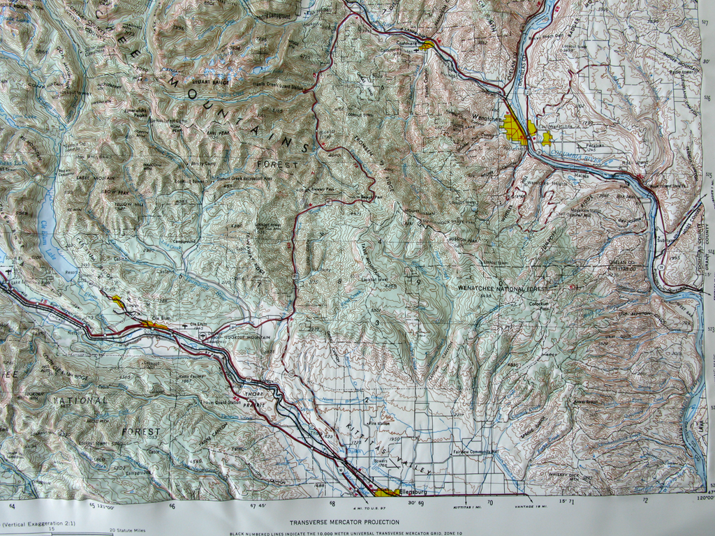 Wenatchee USGS Regional Raised Relief 3D map – RaisedRelief.com