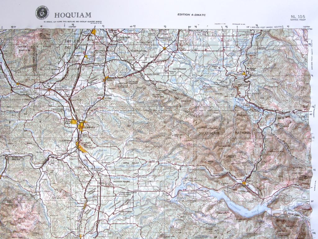 Hoquiam USGS Regional Raised Relief 3D map – RaisedRelief.com