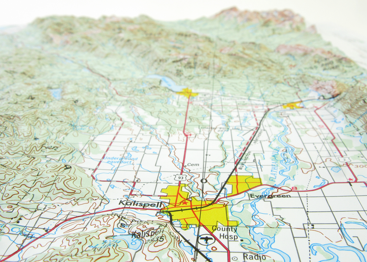 Kalispell USGS Regional Raised Relief 3D map – RaisedRelief.com