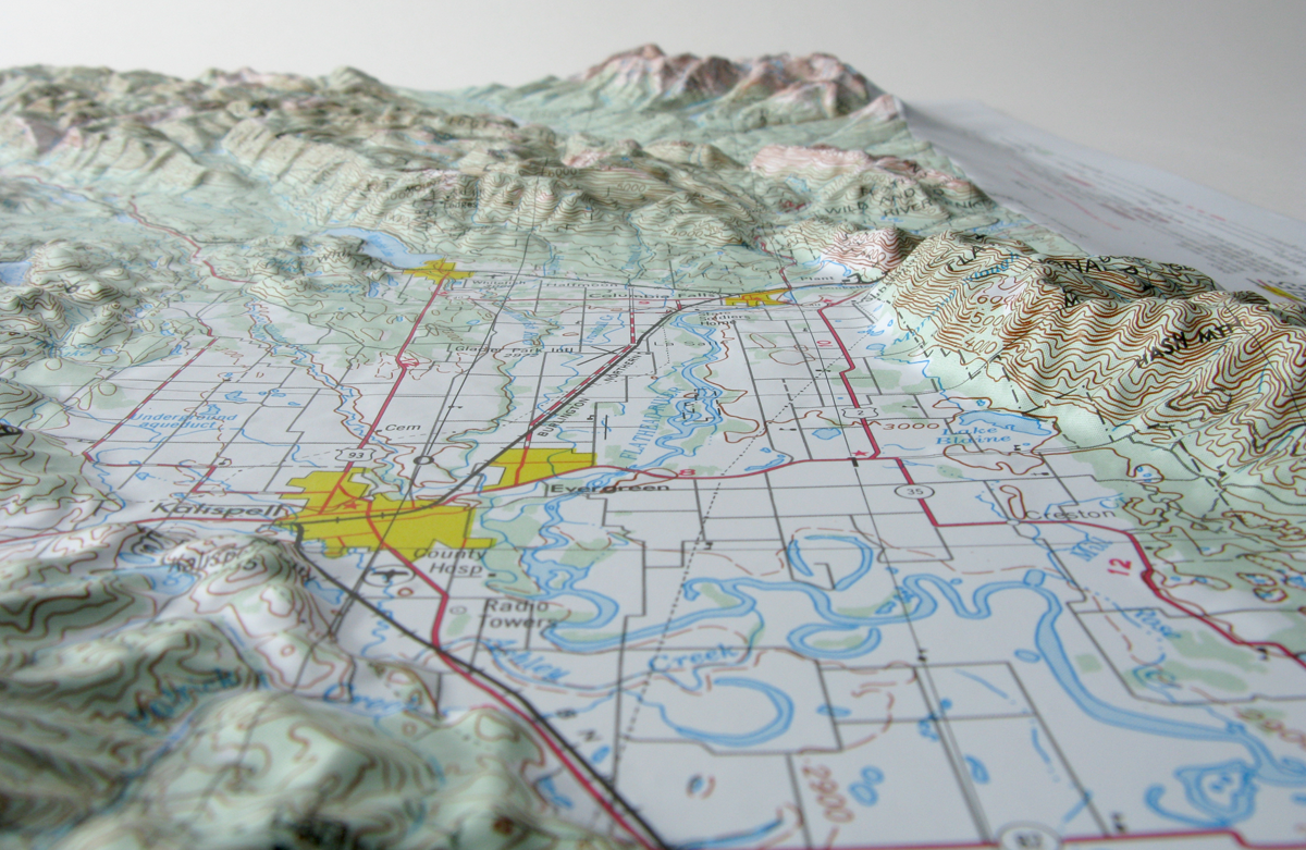 Kalispell USGS Regional Raised Relief 3D map – RaisedRelief.com