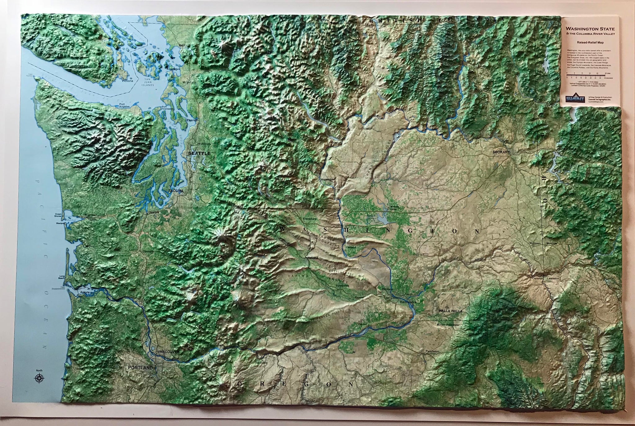 Washington State Three Dimensional 3D Raised Relief Map – RaisedRelief.com