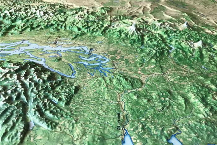 Washington State Three Dimensional 3D Raised Relief Map – RaisedRelief.com